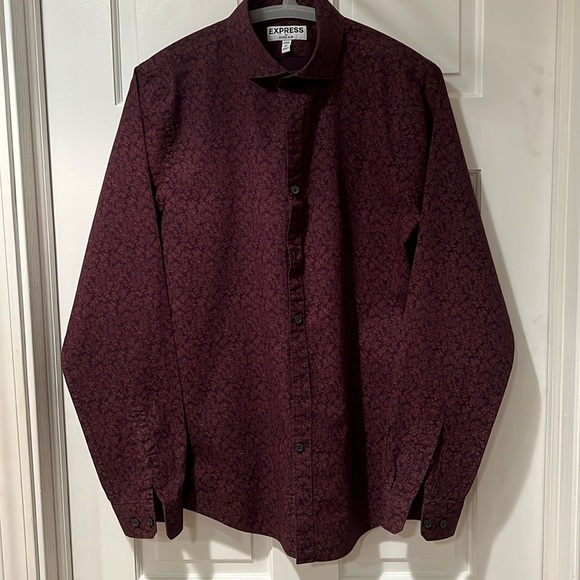 Express | Shirts | Mens Express Dress Shirt Burgundy Floral | Poshmark